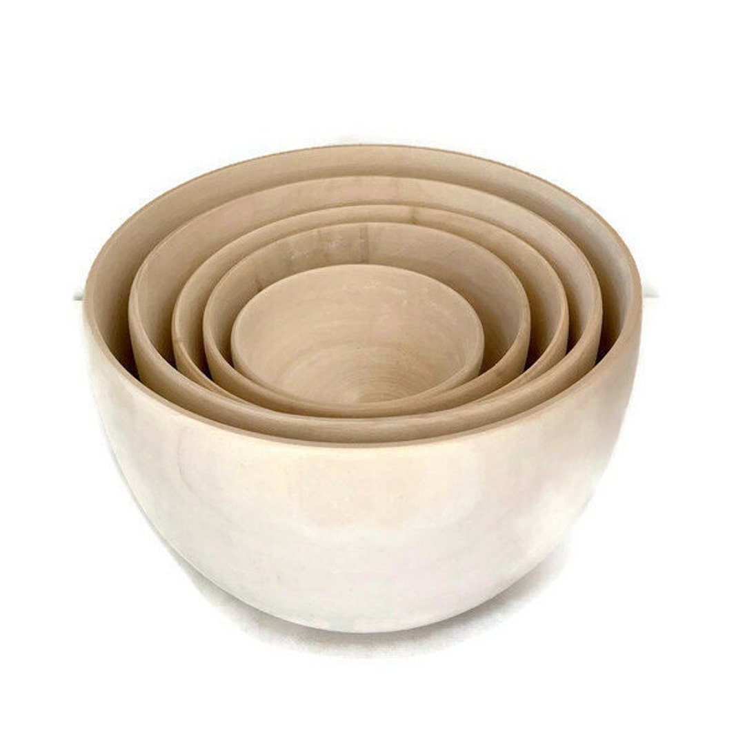 Large Stacking Bowls, Set of 5 Bowls Natural Wood, Montessori Inspired ...