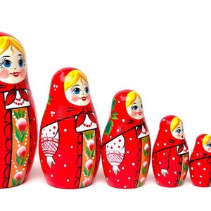 Red Floral Nesting Dolls, Handmade Wooden Toy, Ukraine - Etsy