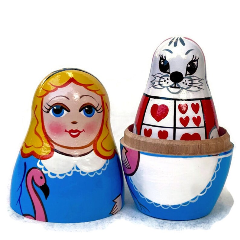 Alice in Wonderland Nesting Dolls: Handmade Wooden Toy, 5 Piece Set - Etsy