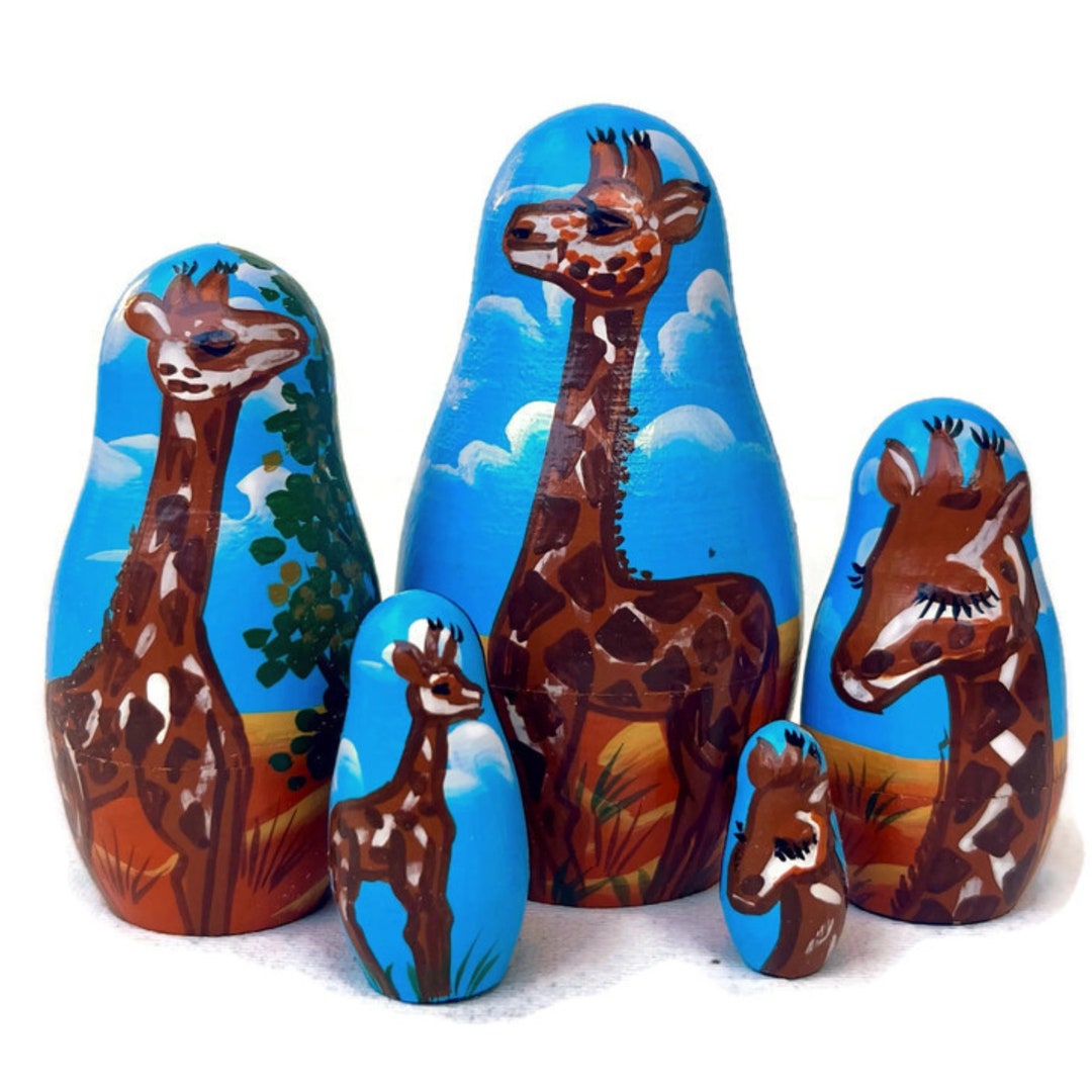Handmade Giraffe Nesting Dolls: Wooden Safari Animal Stacking Toy - Etsy