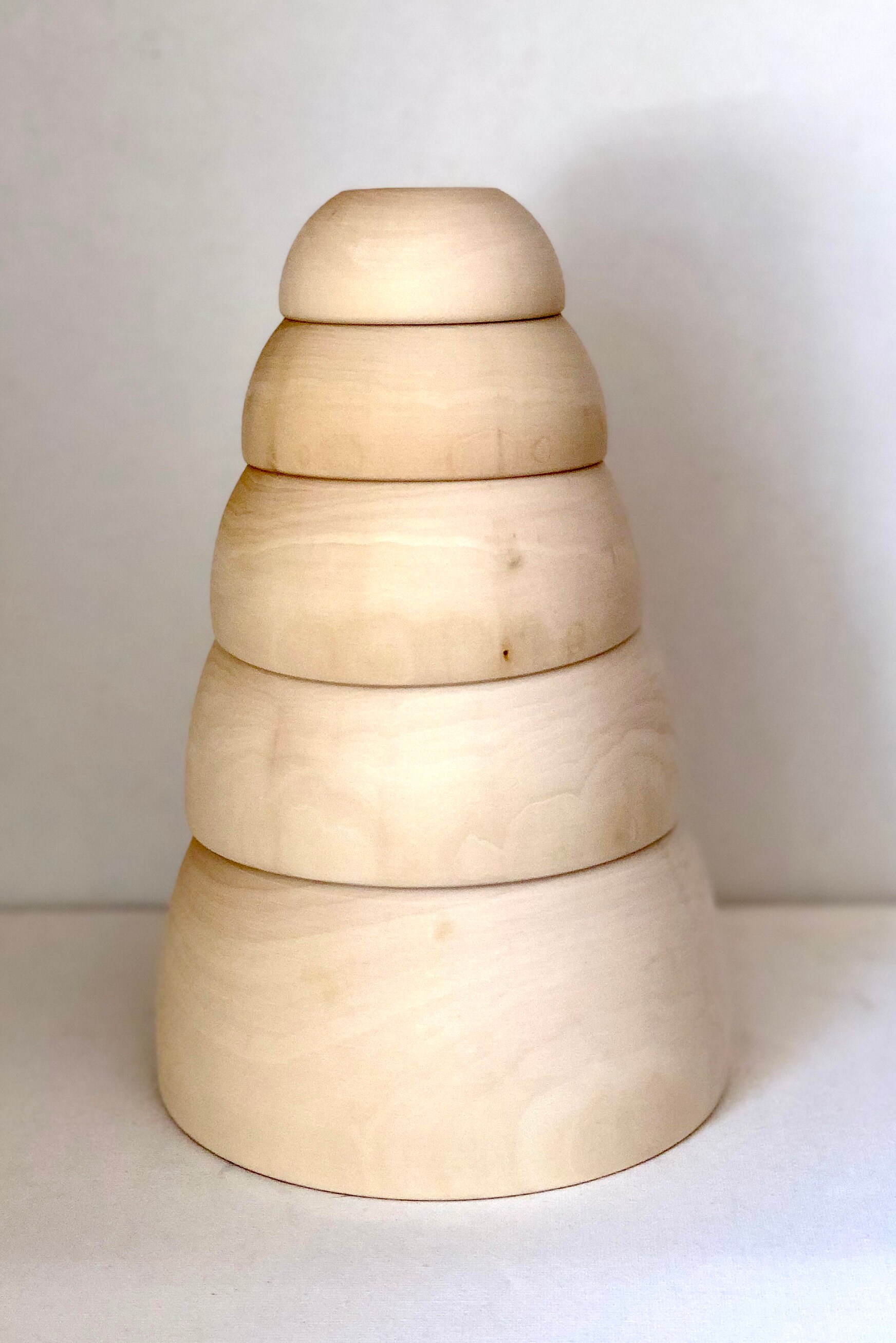 Large Stacking Bowls Set of 5 Bowls Natural Wood Montessori - Etsy