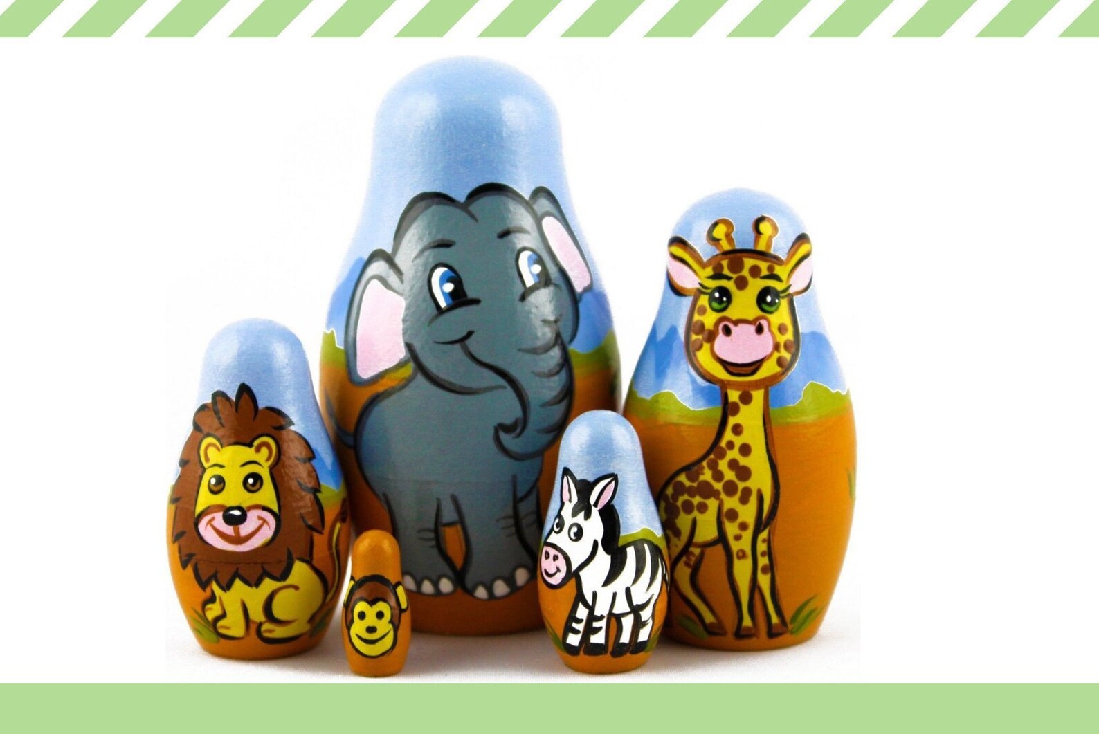 Safari Animals Nesting Dolls Handmade Wooden Toy | Etsy
