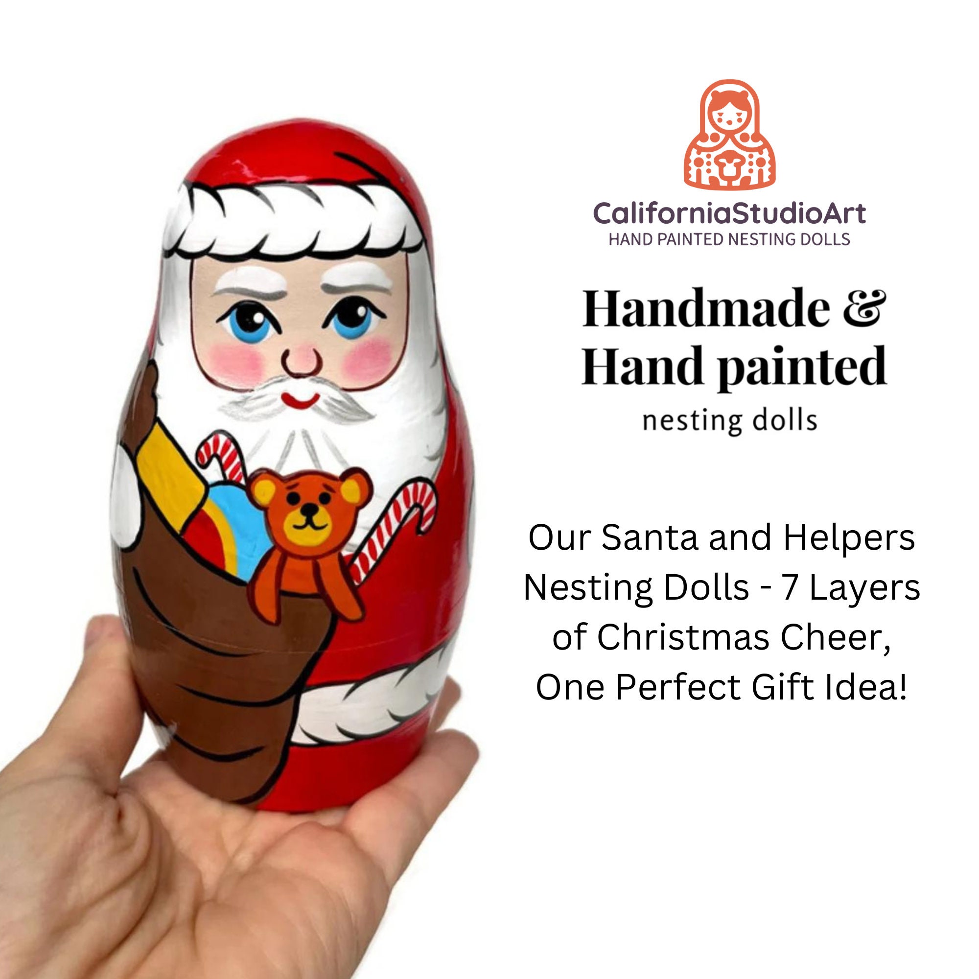 Santa Nesting Dolls: Hand-painted Christmas Matryoshka Toy, 7-piece Set ...