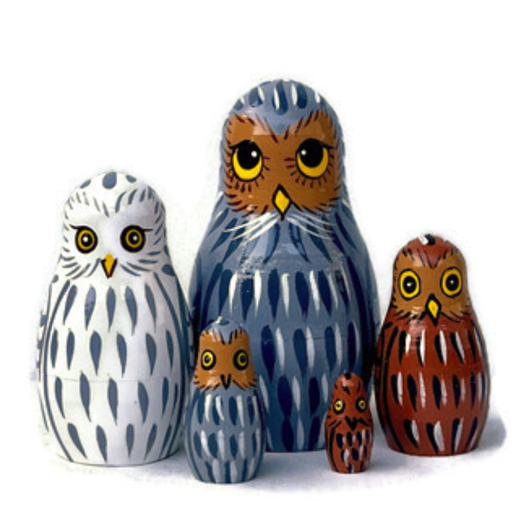 Handmade Owl Nesting Dolls: Wooden Toy Family, Montessori Stacking Toy ...