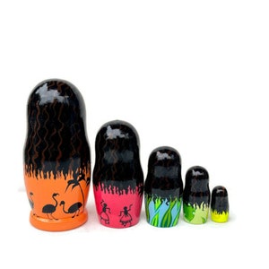 Handmade African American Black Skin Nesting Dolls, Set of 5, Hand ...