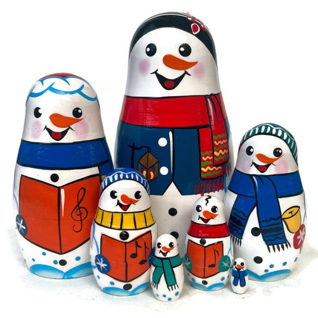 Handmade Wooden Snowman Nesting Dolls: Christmas Decor, Kids Gift - Etsy