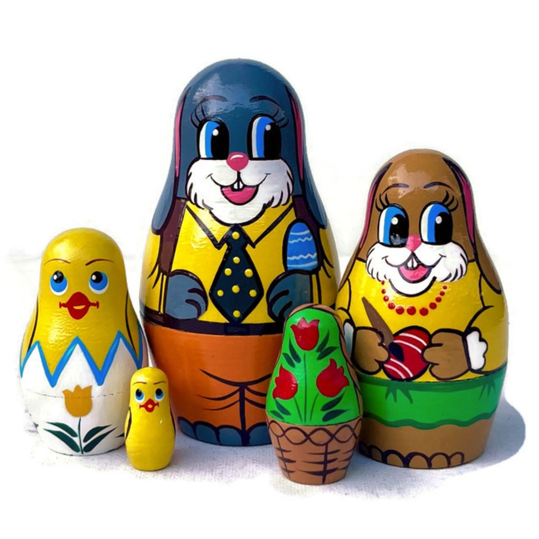 Handmade Easter Bunny Nesting Dolls: Montessori Wooden Toy Set - Etsy
