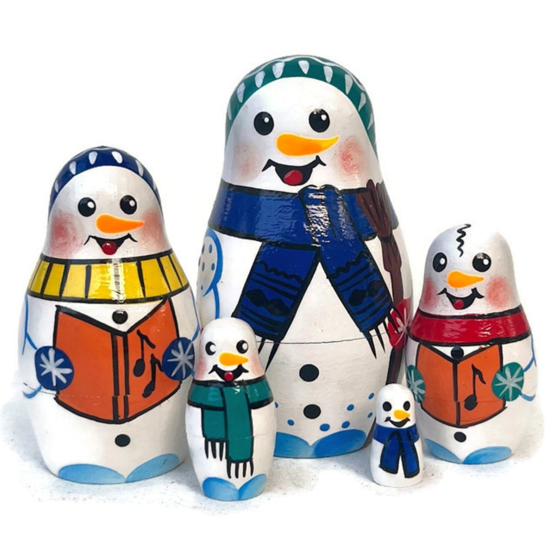 Handmade Wooden Snowman Nesting Dolls: Christmas Decor, Kids' Gift - Etsy
