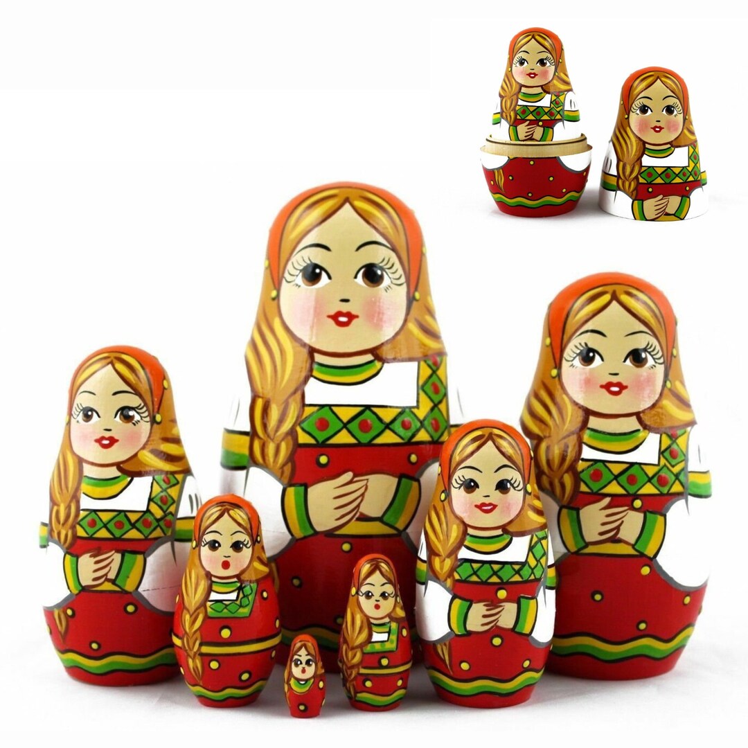 Traditional Nesting Dolls for Kids, Handmade Wooden Toy, Puzzle Game ...