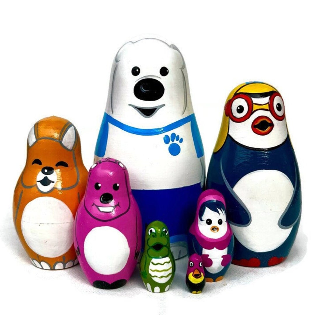 Handmade Winter Animal Nesting Dolls: Wooden Babushka Toy, Set of 7 - Etsy