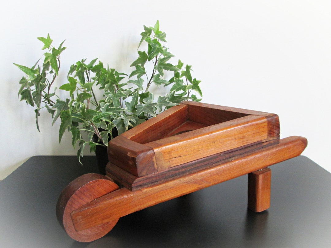 Small Vintage Wood Wheelbarrow Planter - Etsy