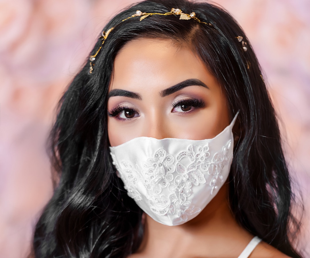 Bride Face Mask/wedding Face Mask/bridal Mask/lace Face Mask/sequin ...