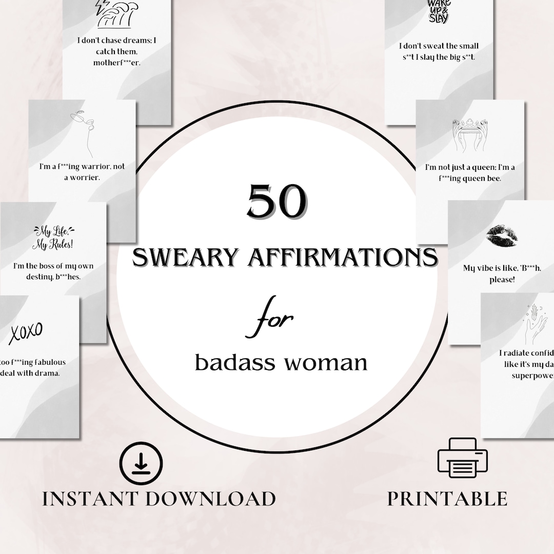 Printable Swear Affirmation Cards, Sarcastic Motivational Cards for ...