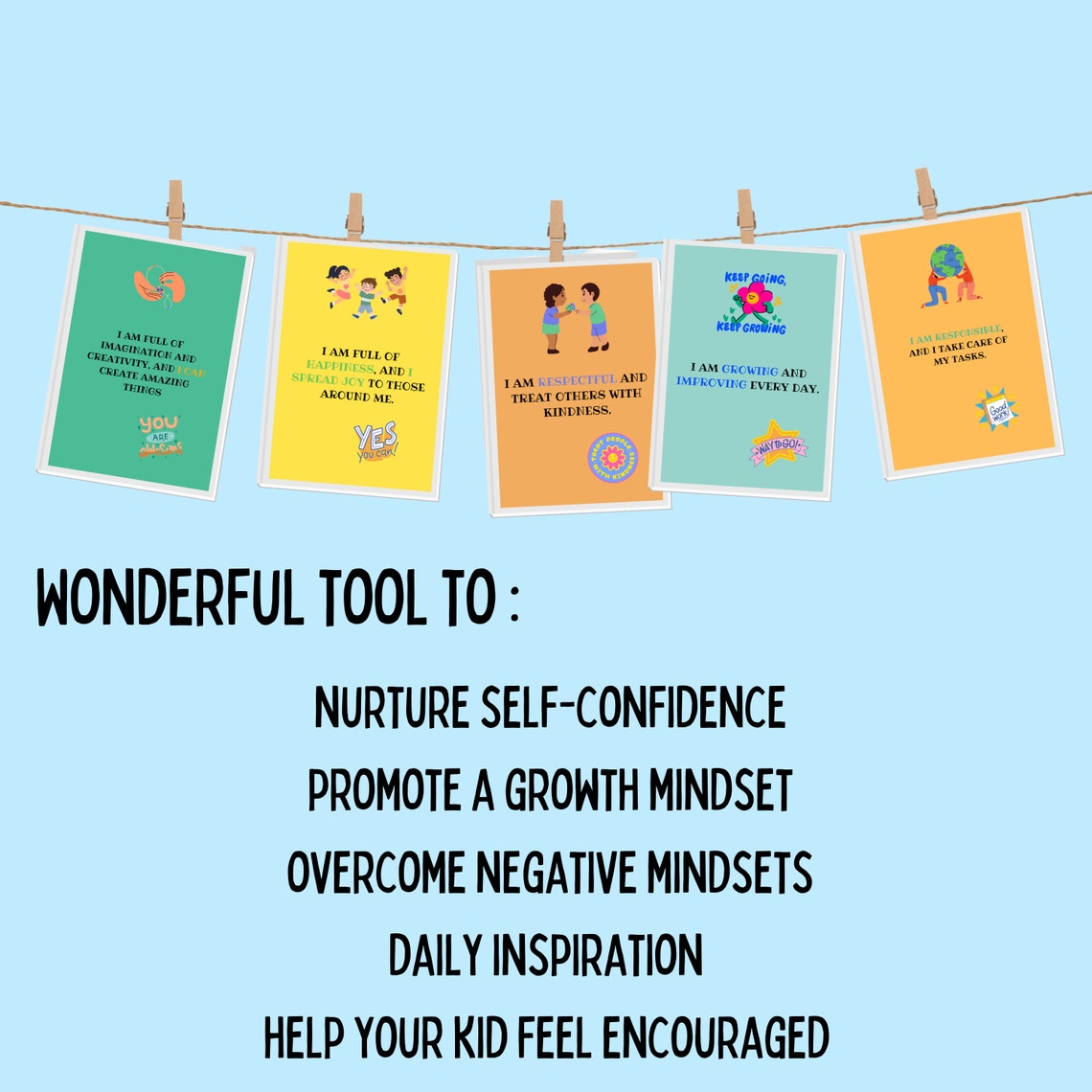Printable Affirmation Cards for Kids, Motivational Cards, Positivity ...