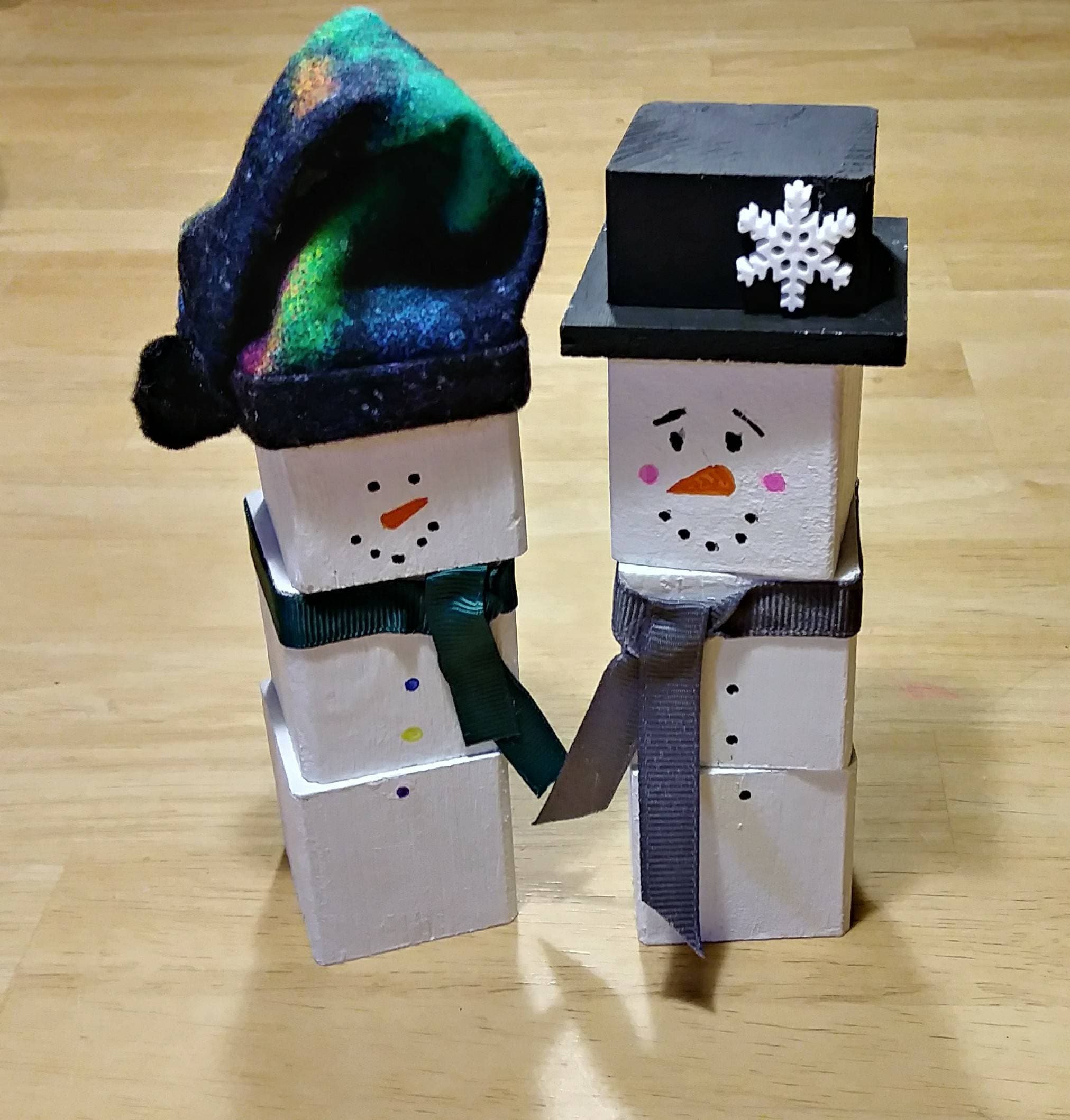 Wood Block Snow People Shelf Mantle Decor Family Home - Etsy