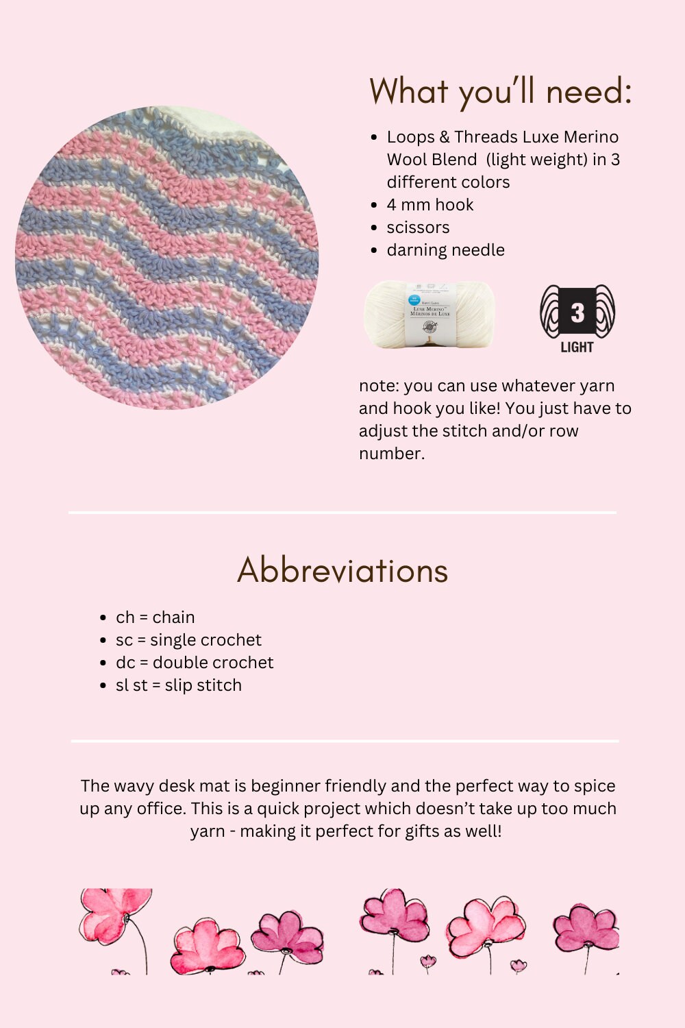 Easy Crochet Pattern, Crochet Office Decor Pattern, Crochet Desk Mat ...