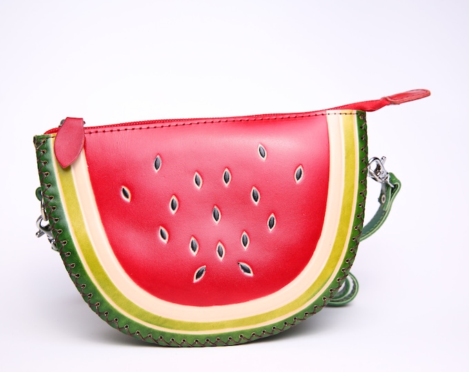 Purseworld Women Handmade Leather Red Watermelon Bag Purse/ Fruit Shape ...