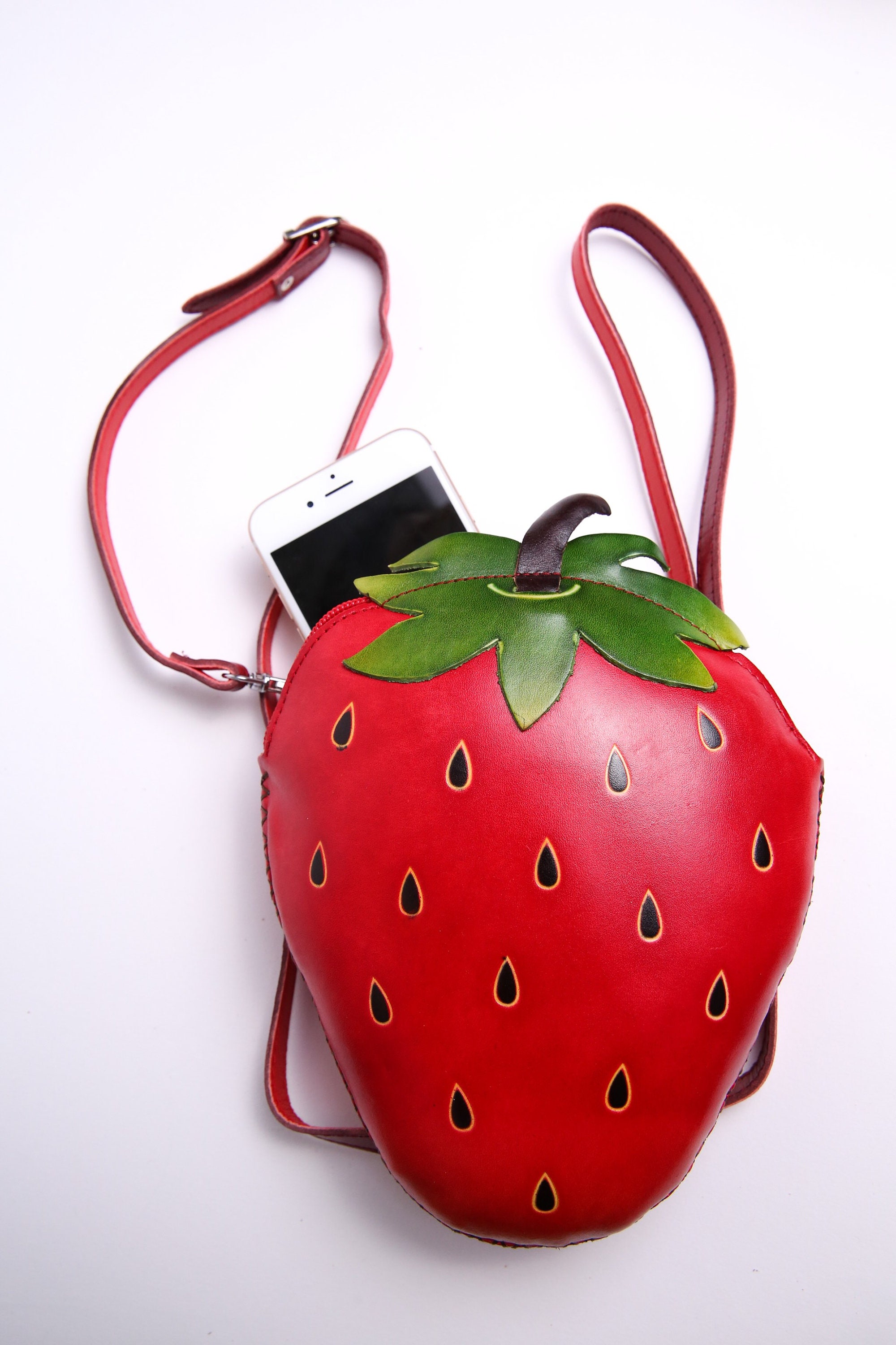 Purseworld Women Handmade Leather Strawberry Bag Purse/ Fruit Shape ...