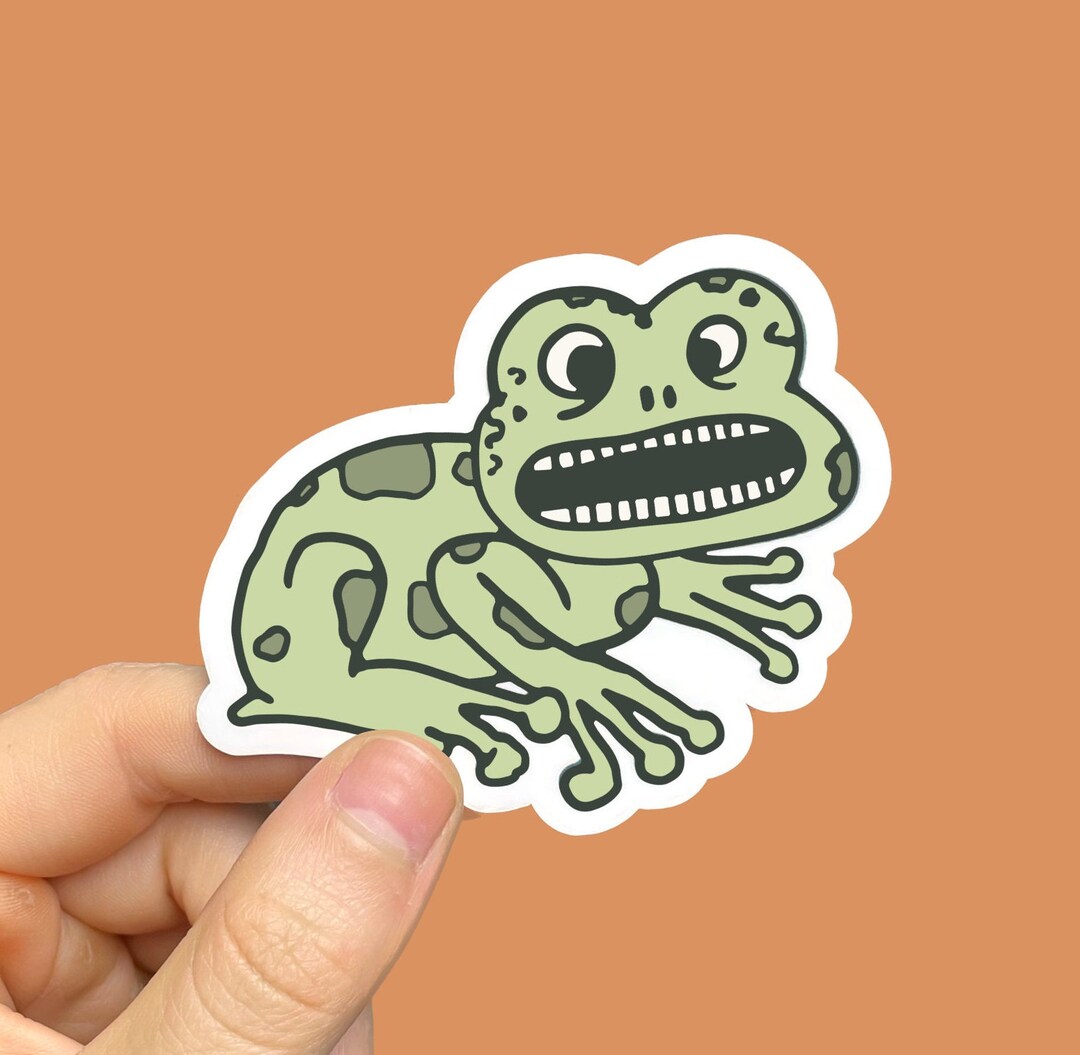 Nervous Frog Vinyl Sticker | Cute Aesthetic Funny Animal Meme Humor ...
