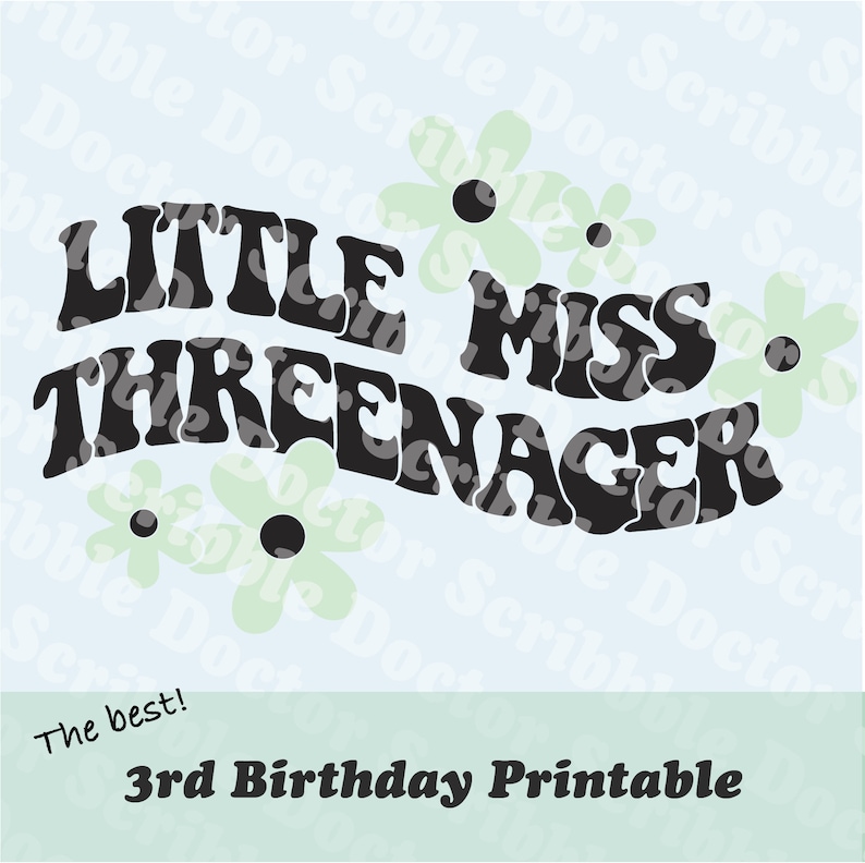 Little Miss Threenager SVG | Kid's Birthday Cute Trendy Cut File ...
