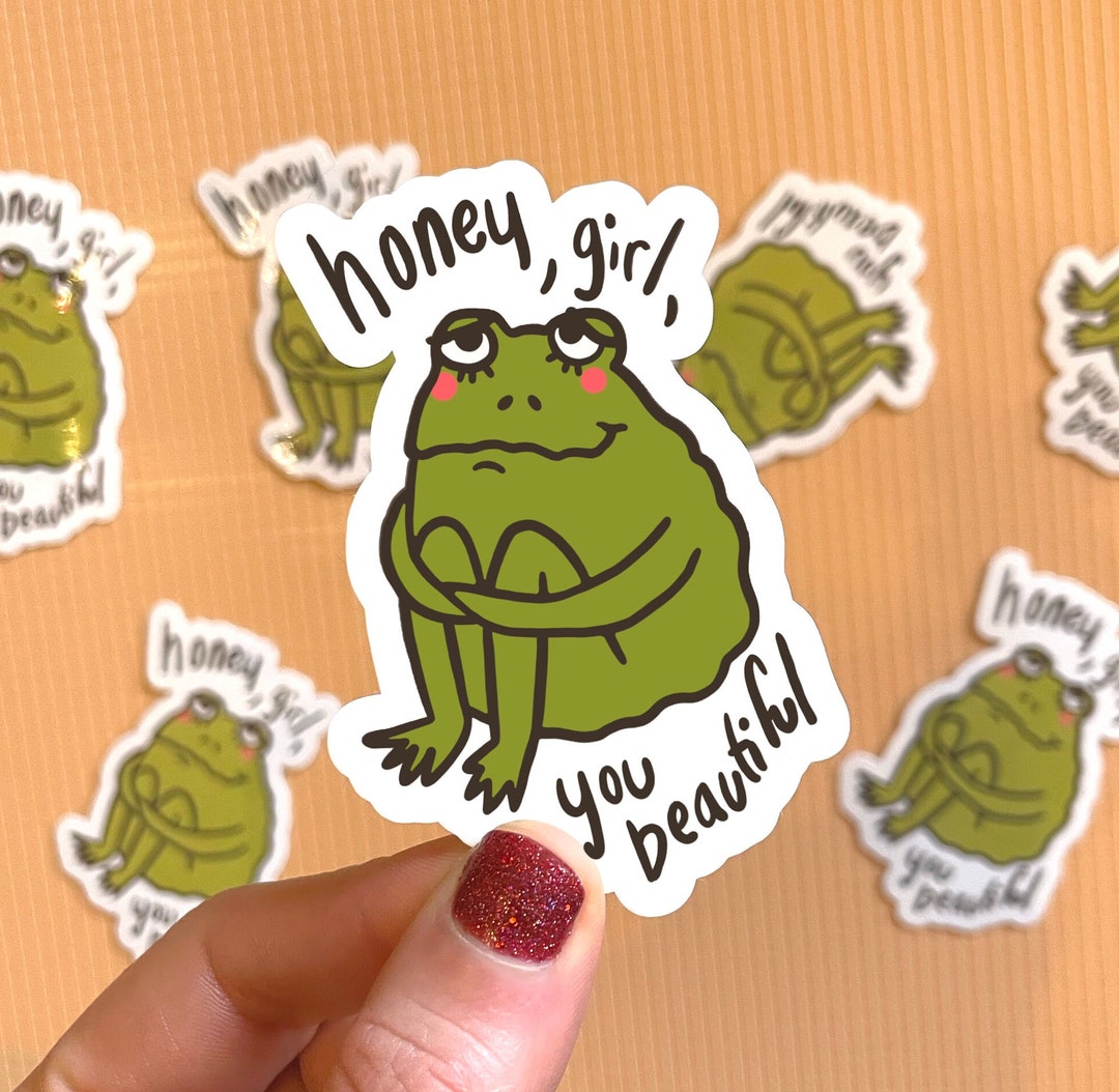 Honey Girl Frog Sticker Cute, Aesthetic Water Resistant Water Bottle ...