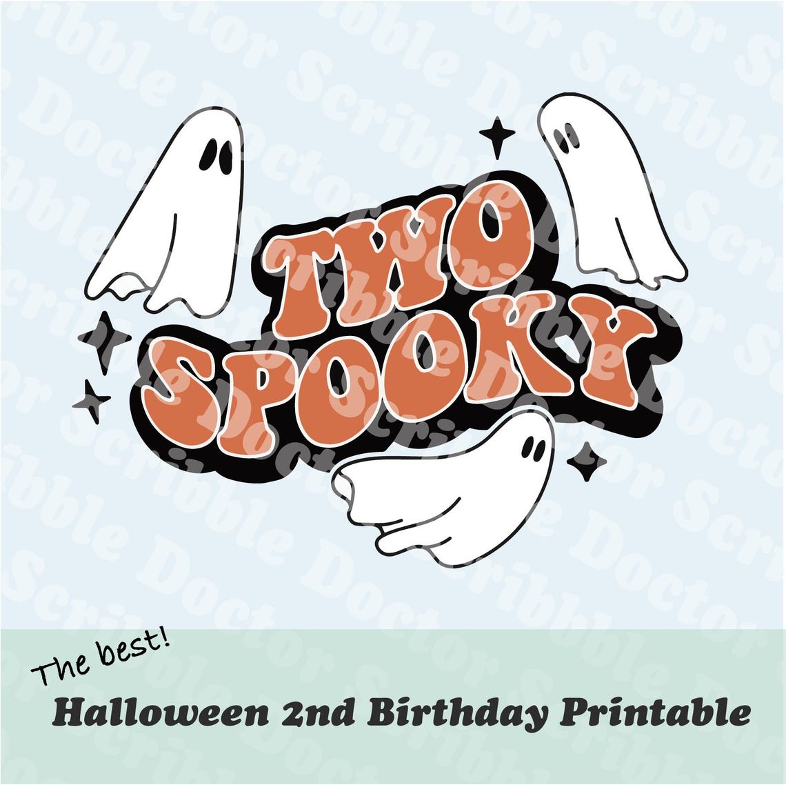 Two Spooky SVG | Cute Kids Halloween 2nd Birthday Party Ghost Printable ...