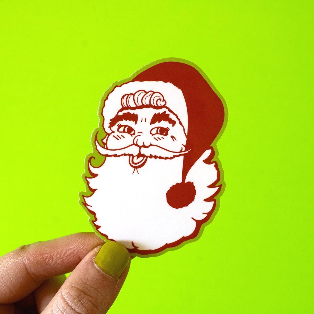 Vintage Santa Clause Vinyl Sticker | Cute Aesthetic Christmas Retro ...