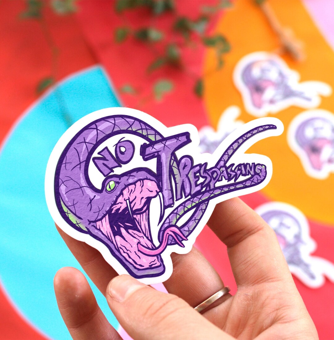 No Trespassing Snake Vinyl Sticker | Cute Aesthetic Garage Tool Box Man ...