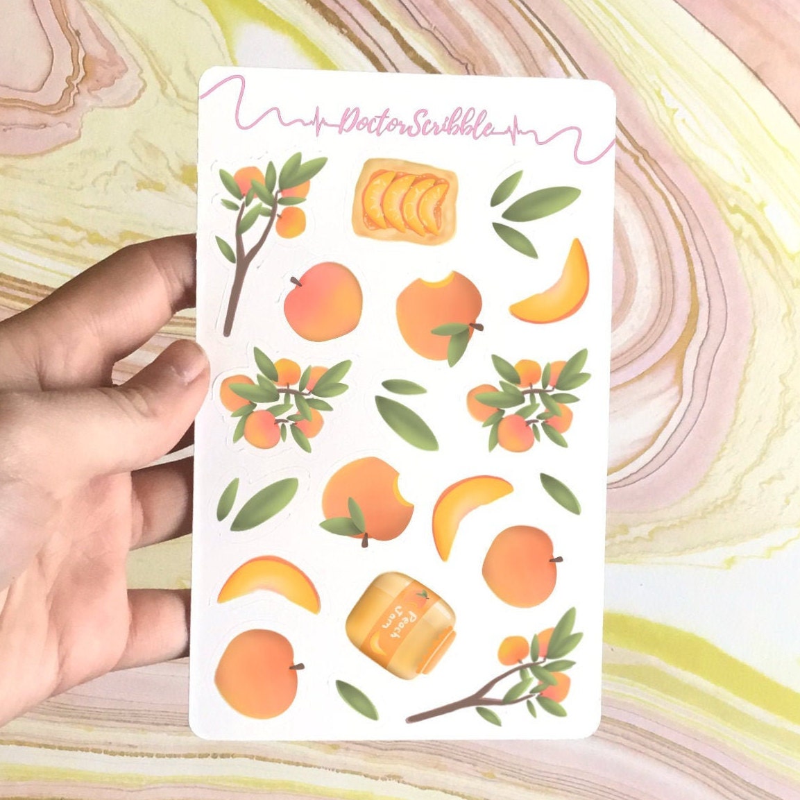 Peaches Sticker Sheet Cute Aesthetic Spring Peaches Planner | Etsy