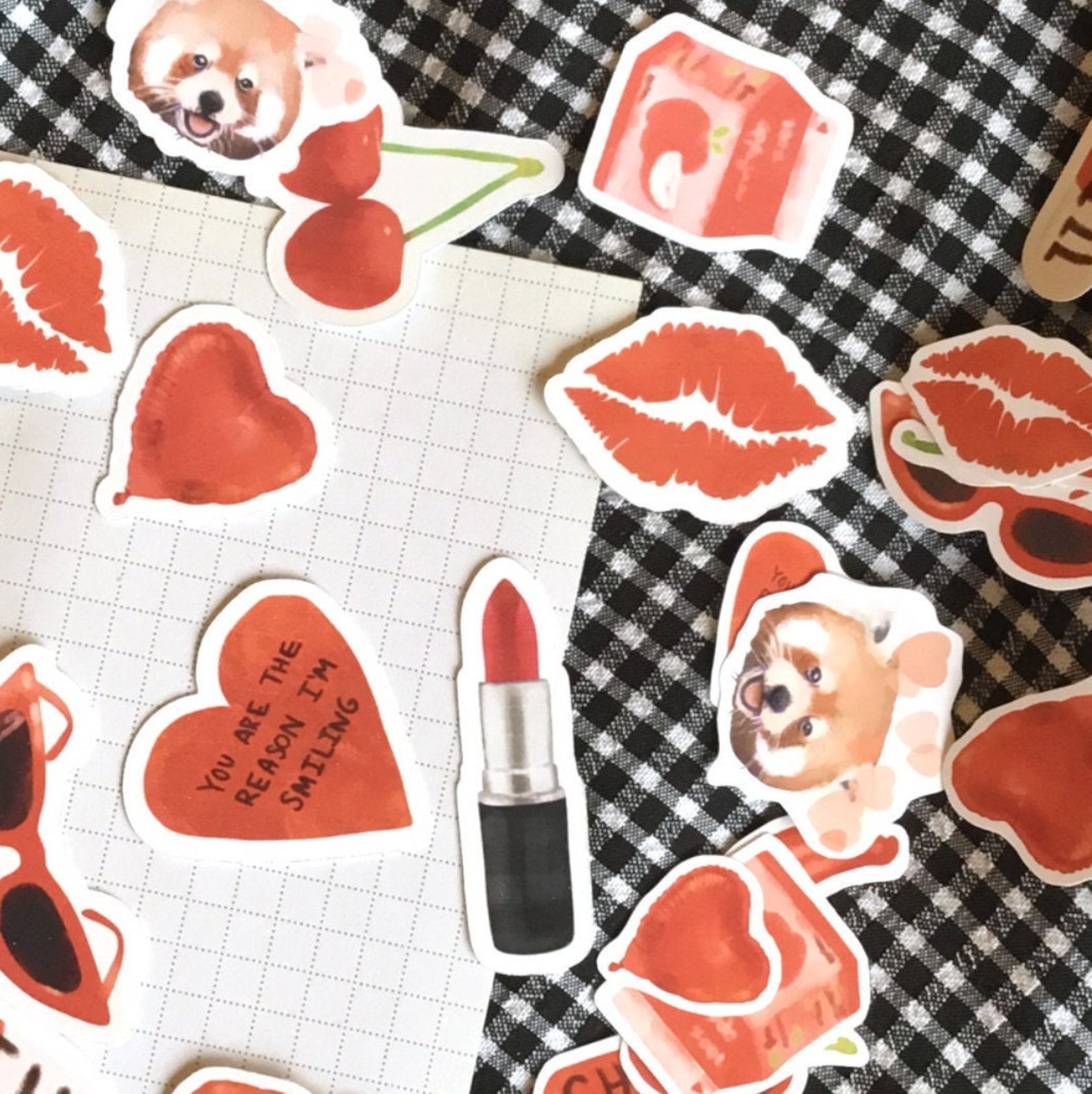 20 pcs Red Aesthetic Sticker Pack Cute Planner stickers | Etsy