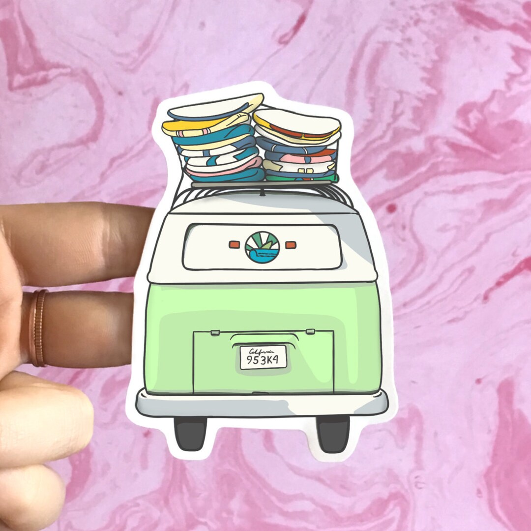 Surfboard Van Vinyl Sticker | Cute Aesthetic Beachy Vibes Laptop Decal ...