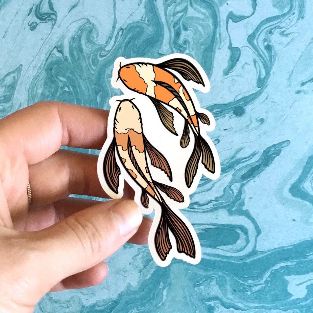 Koi Fish Vinyl Sticker | Japanese Pond Decal, Laptop Decor - Etsy