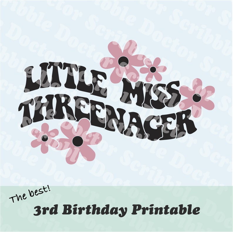 Little Miss Threenager SVG | Kid's Birthday Cute Trendy Cut File ...
