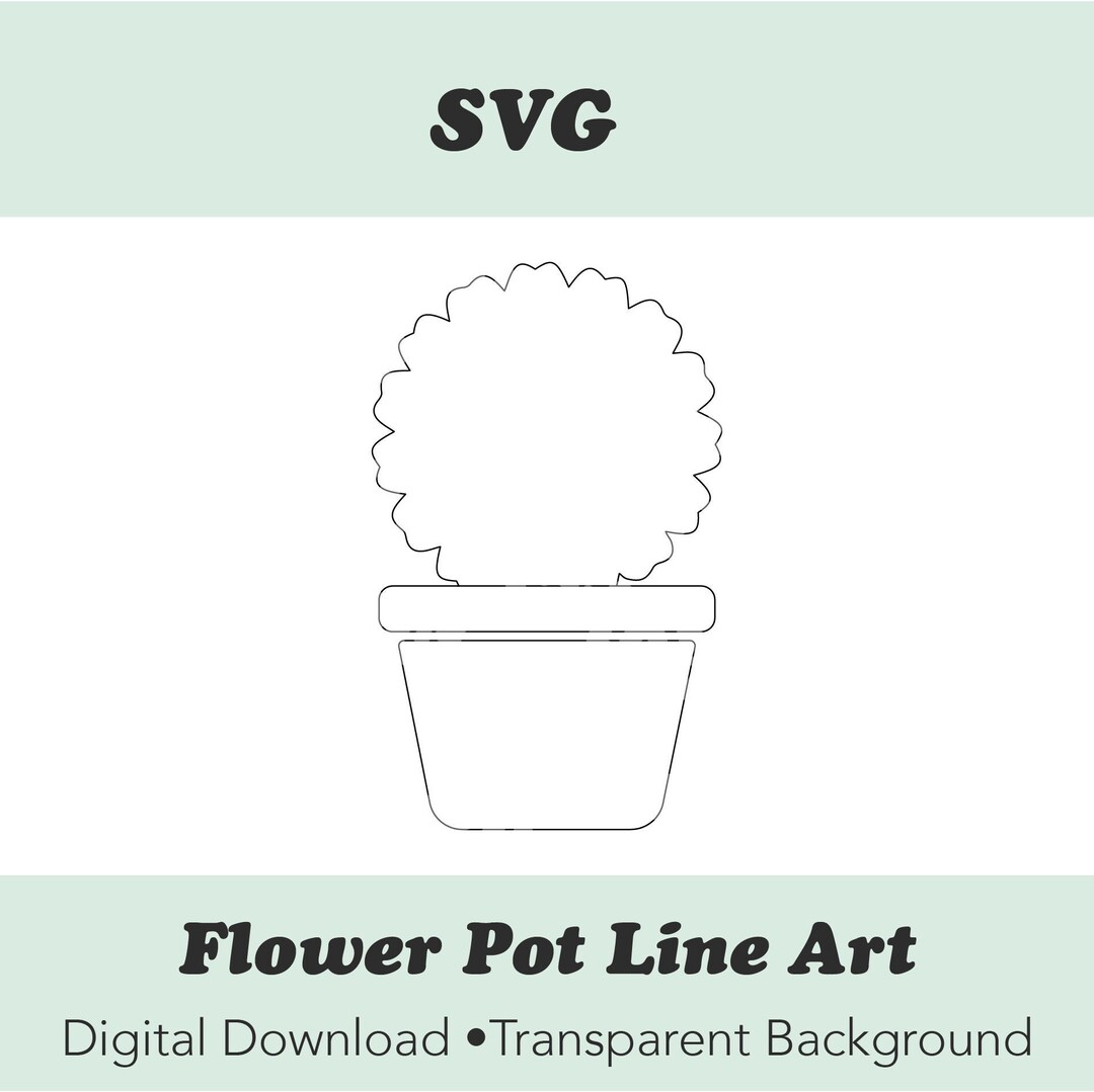 Flower Pot Line Art SVG - Etsy