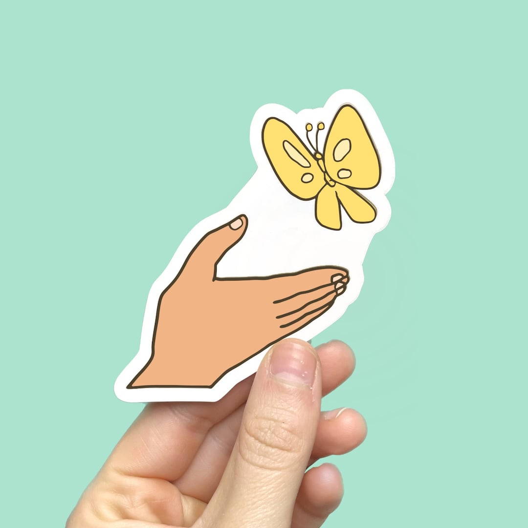 Anime Butterfly Hand Meme Vinyl Sticker | Cute Aesthetic Manga Humor ...