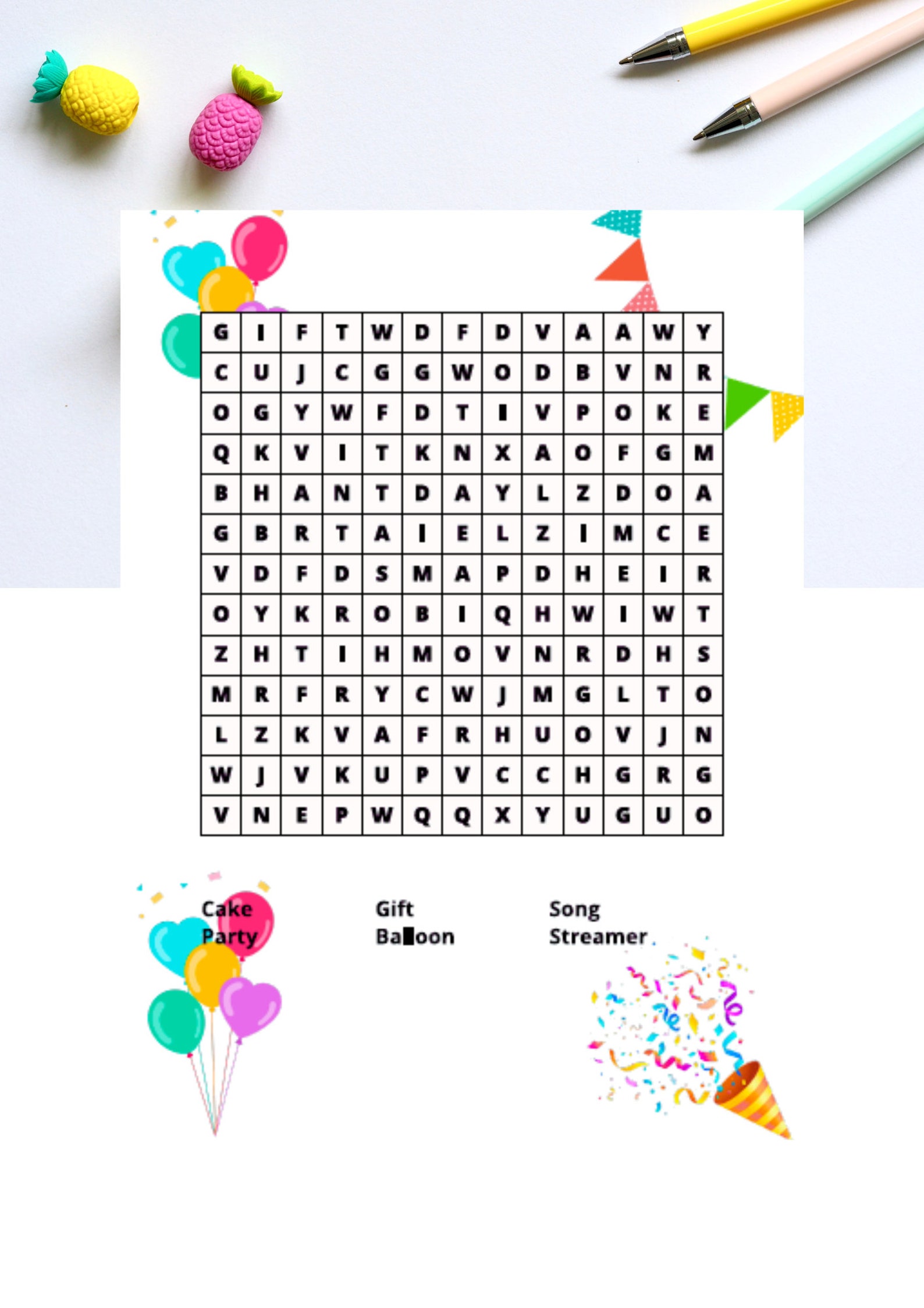 Birthday Puzzle Word Search Activity - 90 Words - Pages to Download and ...