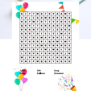 Birthday Puzzle Word Search Activity - 90 Words - Pages to Download and ...