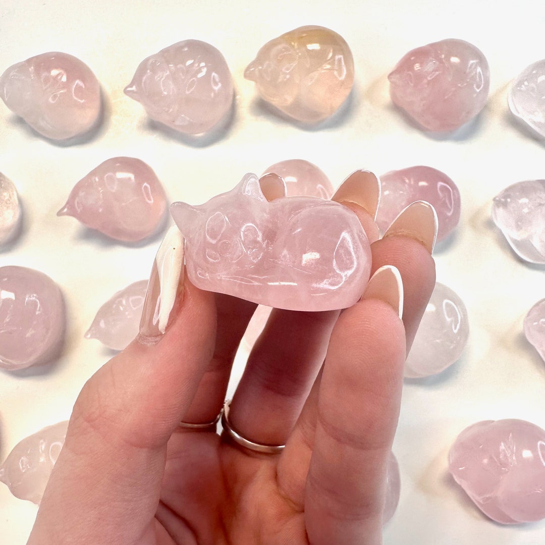 Rose Quartz Sleeping Cat Rose Quartz Cat Nap Rose Quartz Cat - Etsy