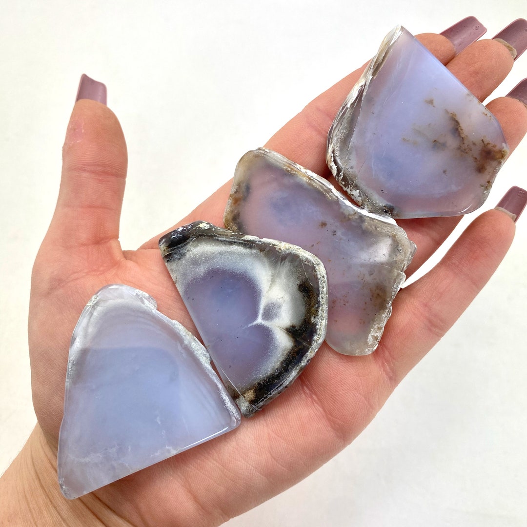 Blue Chalcedony Slice, Chalcedony Slab, Natural Blue Chalcedony ...