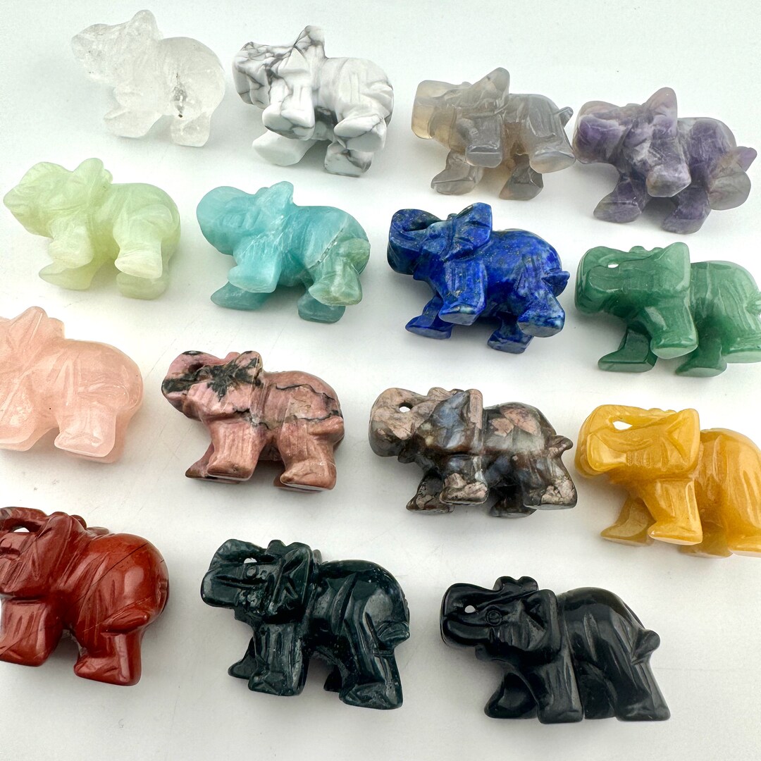 Gemstone Elephant Carving, Natural Gemstone Elephant Carving, Crystal ...