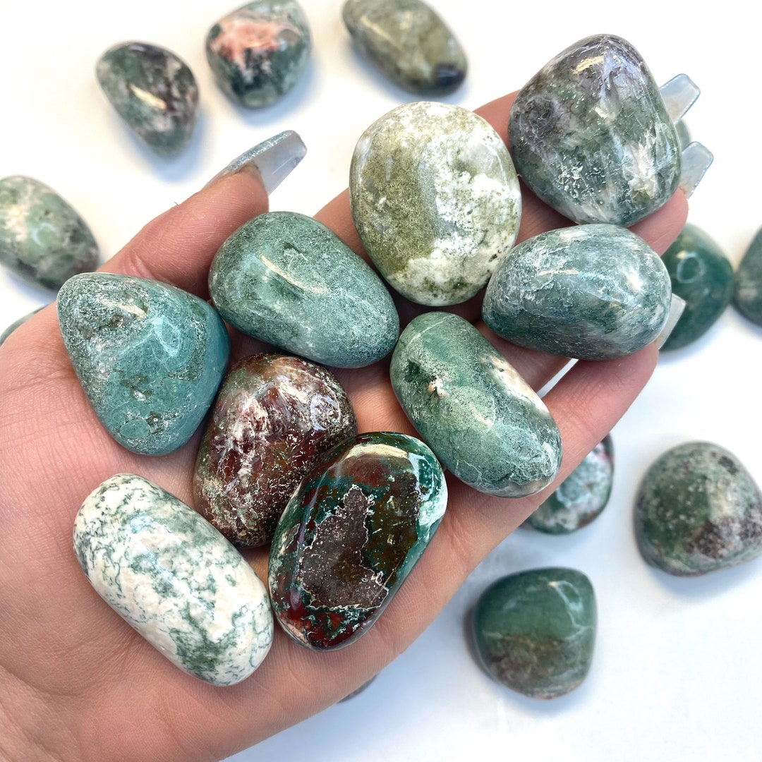 Tumbled Stilbite and Celadonite, Unique Stilbite With Green, Stilbite ...