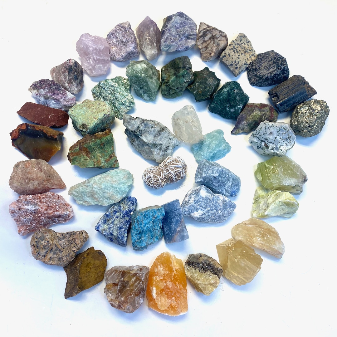 One of Everything Crystal Set, 3lbs of Raw Crystals, 40+ Rough Crystals ...