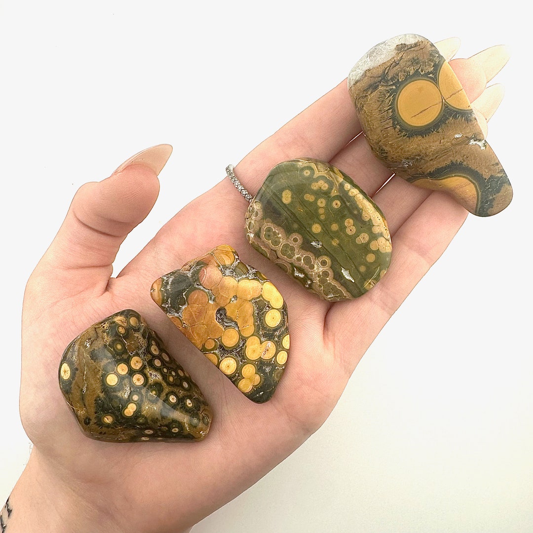 Kabamby Ocean Jasper Tumble, Polished Kabamby Ocean Jasper, Orbicular Ocean Jasper Tumble, P-160 ...