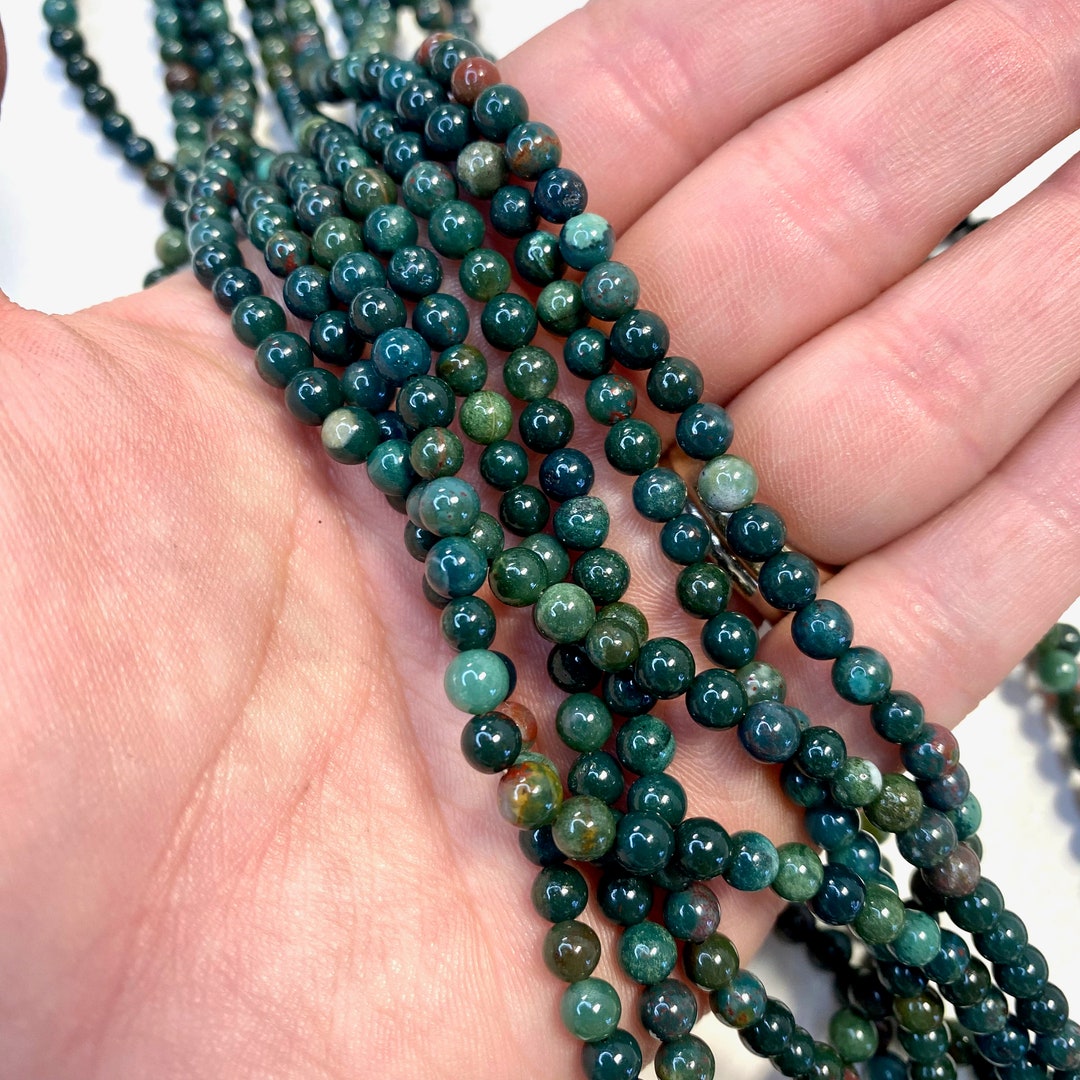 4mm Round Bloodstone Bead, Bloodstone Bead, Bloodstone Bead Strand, 16 ...