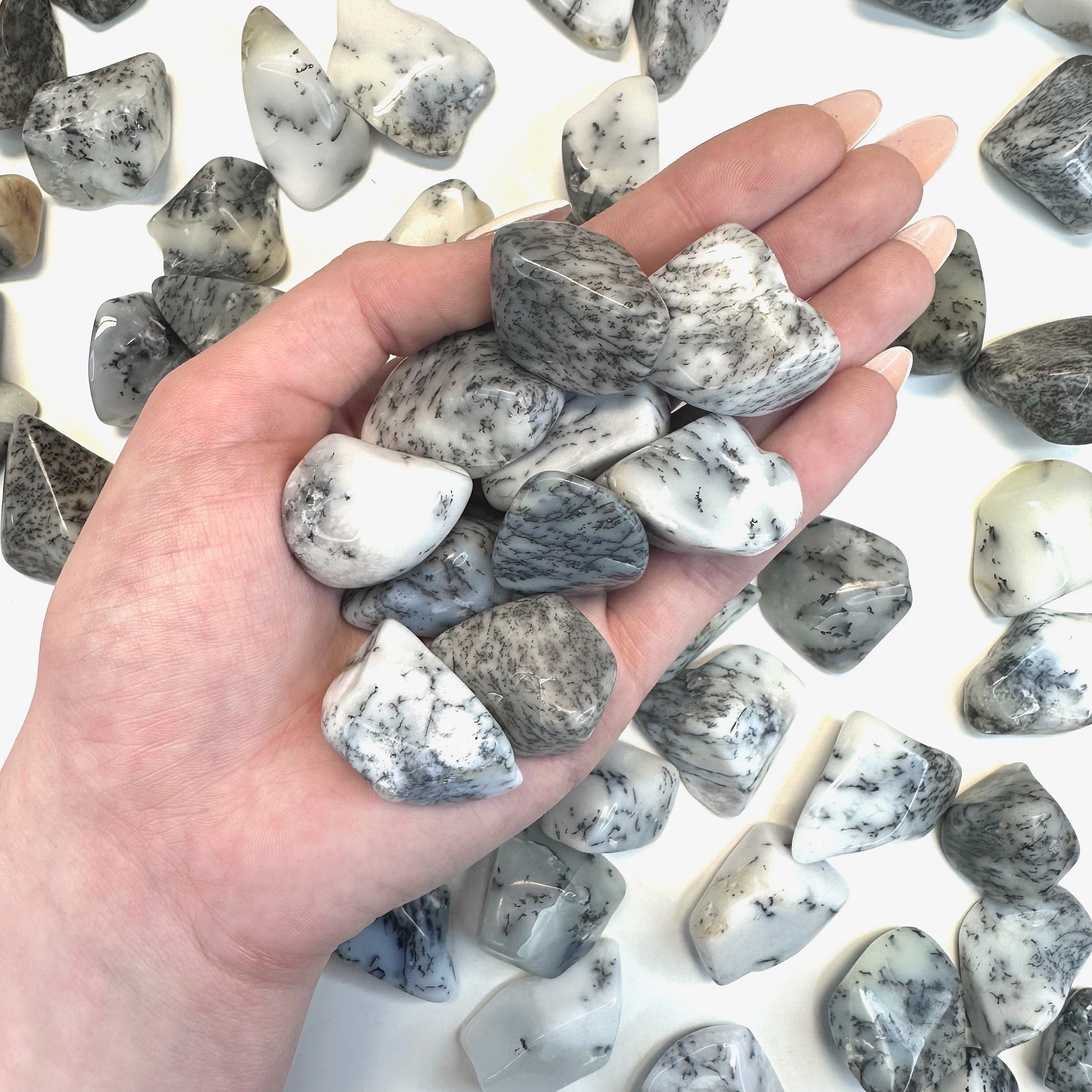 Tumbled Agate With Dendrite, Tumbled Dendritic Agate, Dendrite From ...