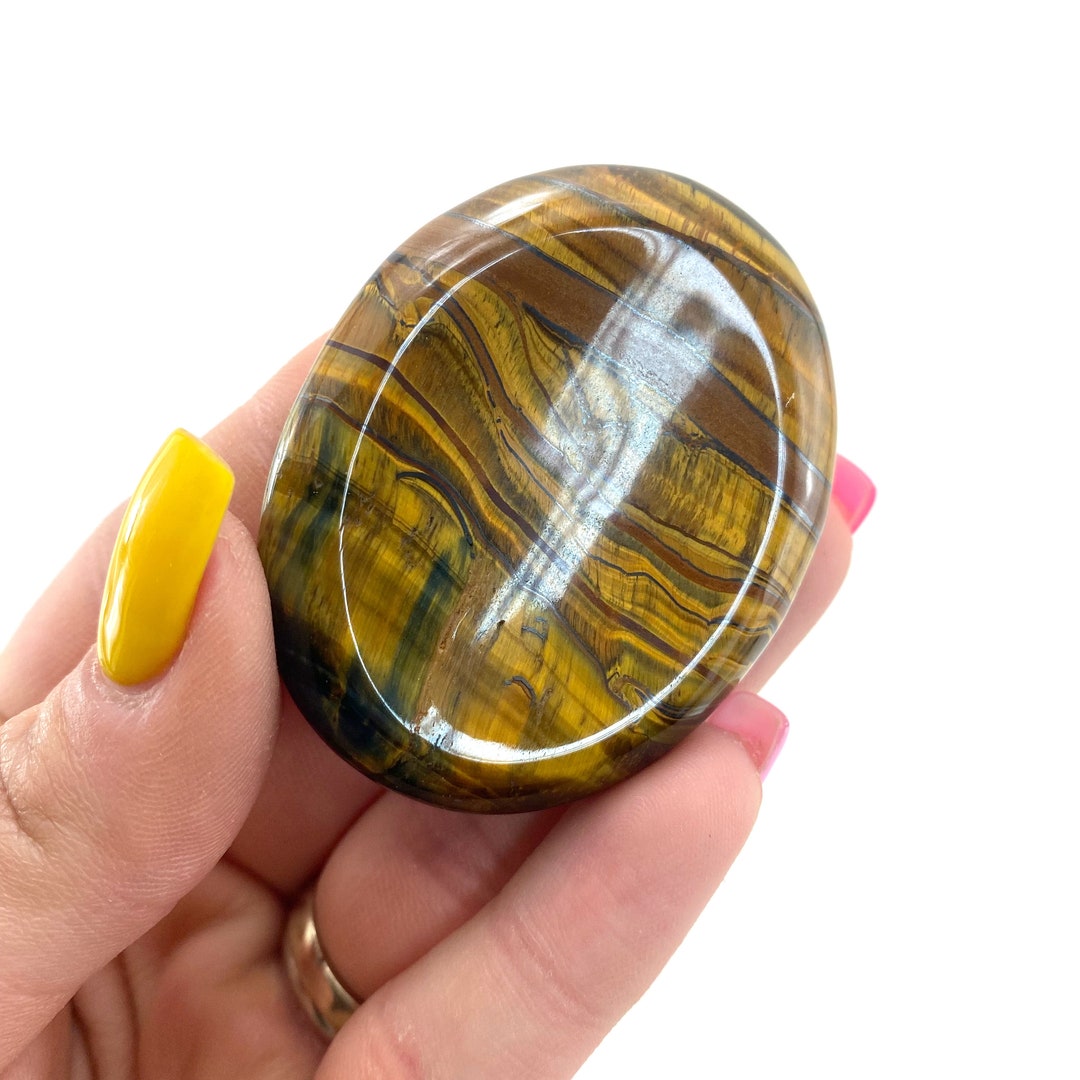 Tiger Eye Worry Stone, Healing Tiger Eye Worry Stone, Smooth Tiger Eye ...