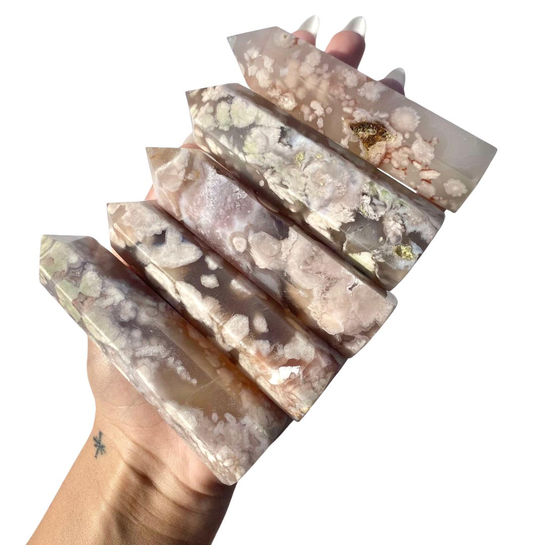 Flower Agate Point, Polished Flower Agate, Flower Agate Tower, Flower ...