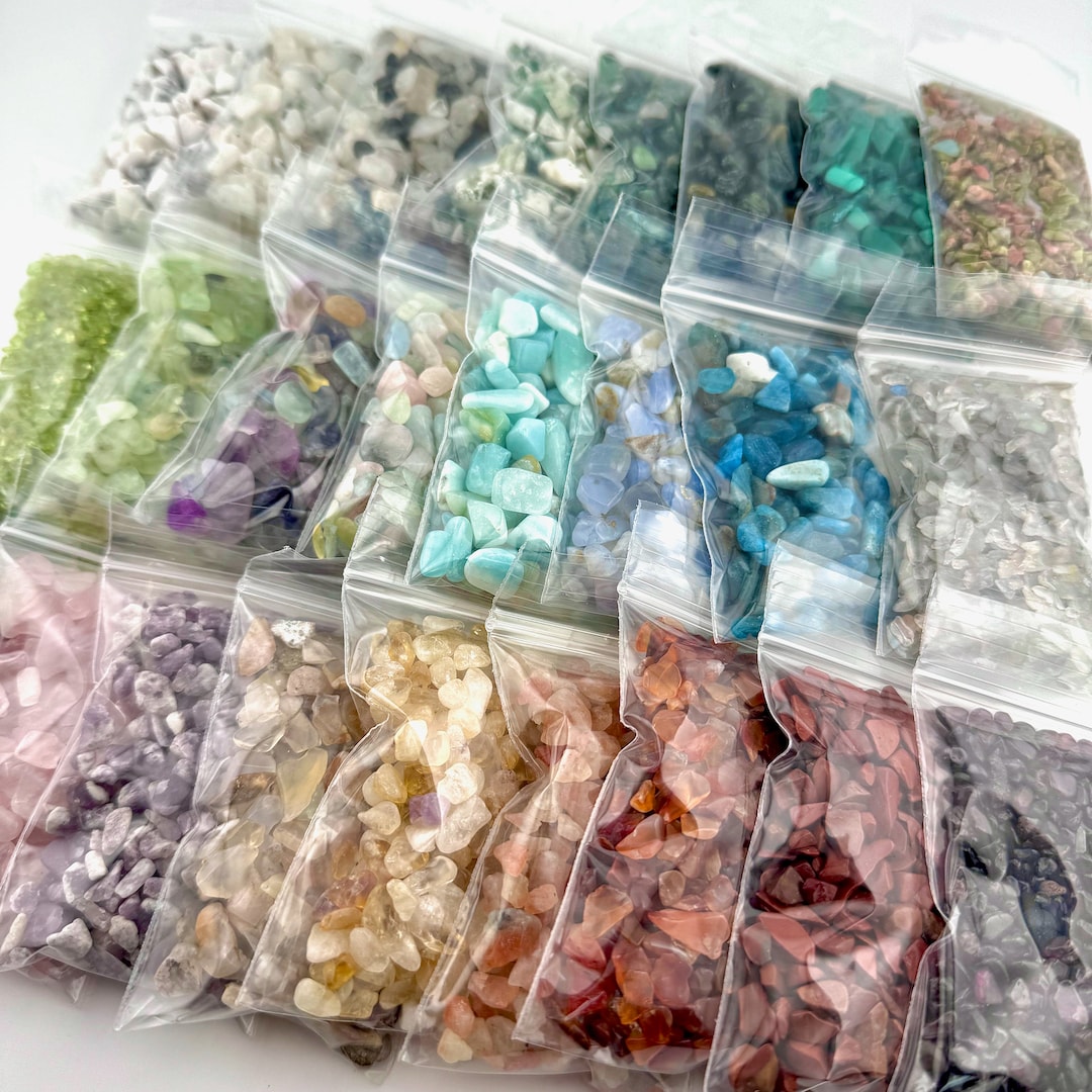 25pc Natural Stone Chip Set, Mini Crystal Chips Set, Gemstone Chip Set ...