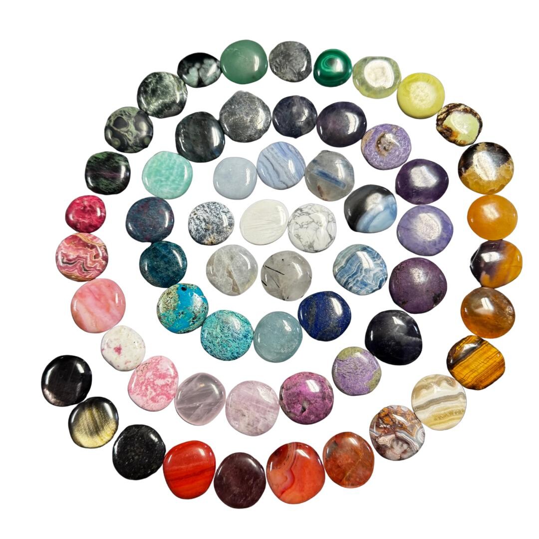 Gemstone Coin - Mini Crystal Worry Stone - Pocket Stone - Etsy