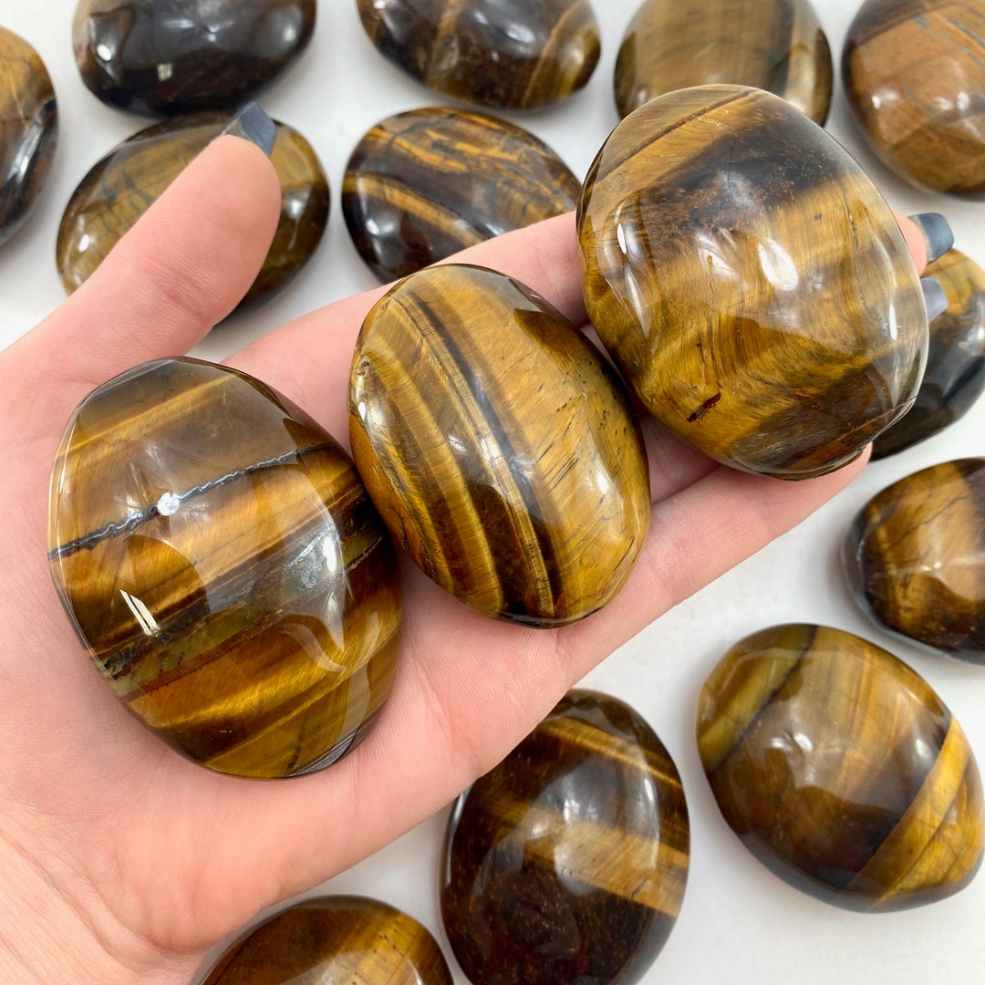 Tiger Eye Palm Stone, Polished Tiger Eye, Smooth Tiger Eye Palm ...